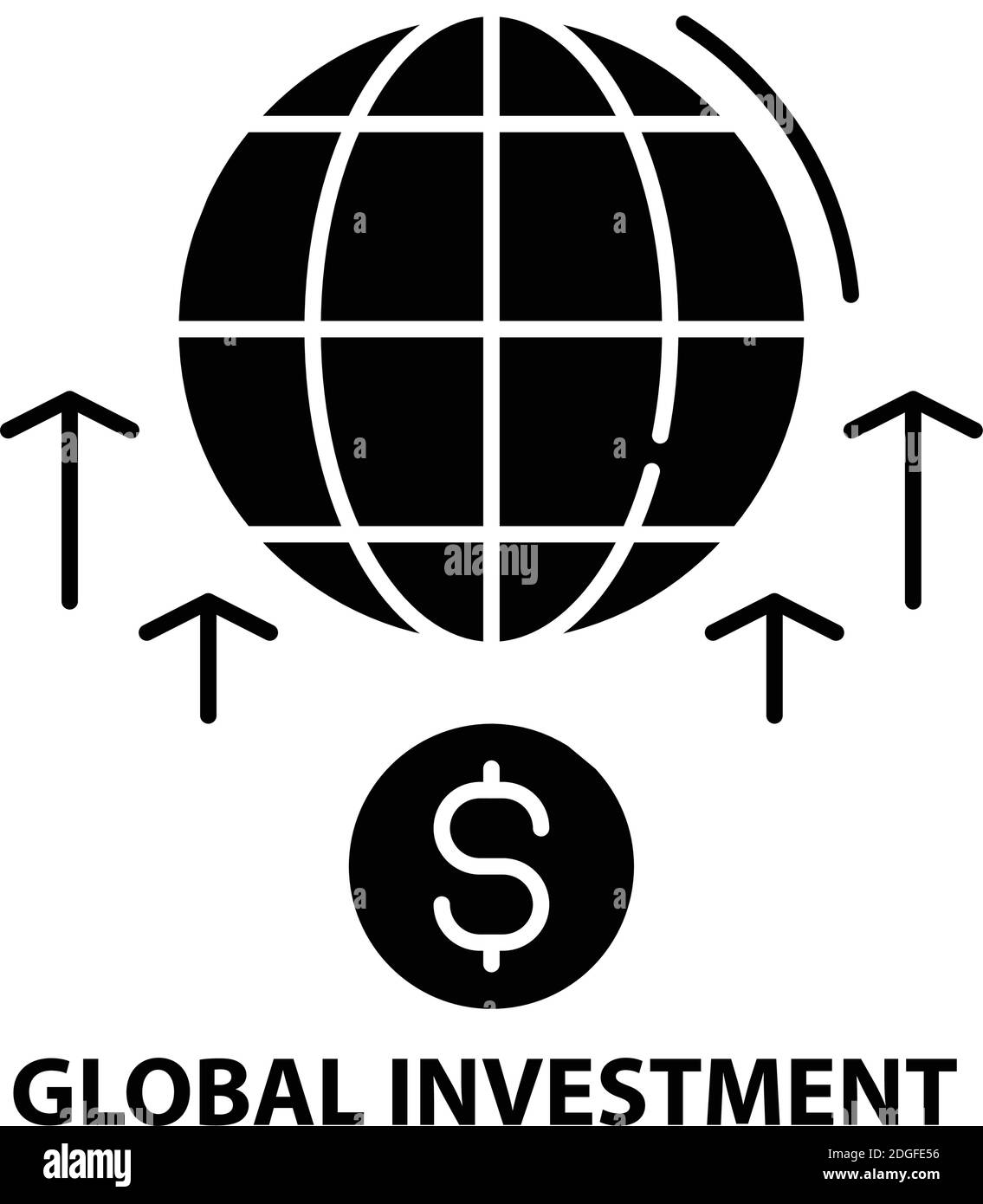 global investment icon, black vector sign with editable strokes ...
