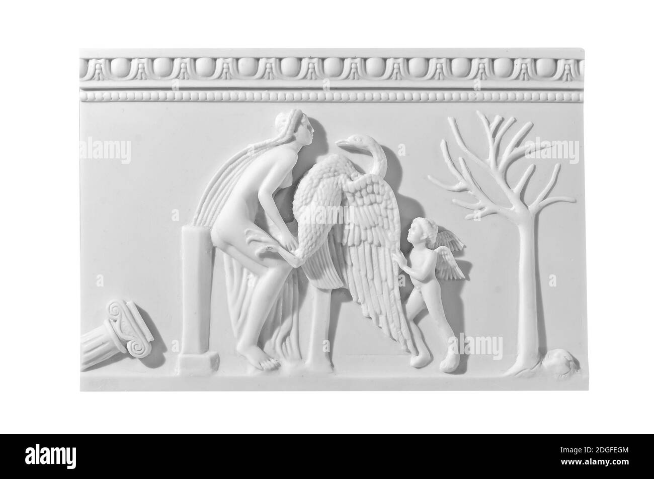 Classical marble slab with antique scene on a white background Stock ...
