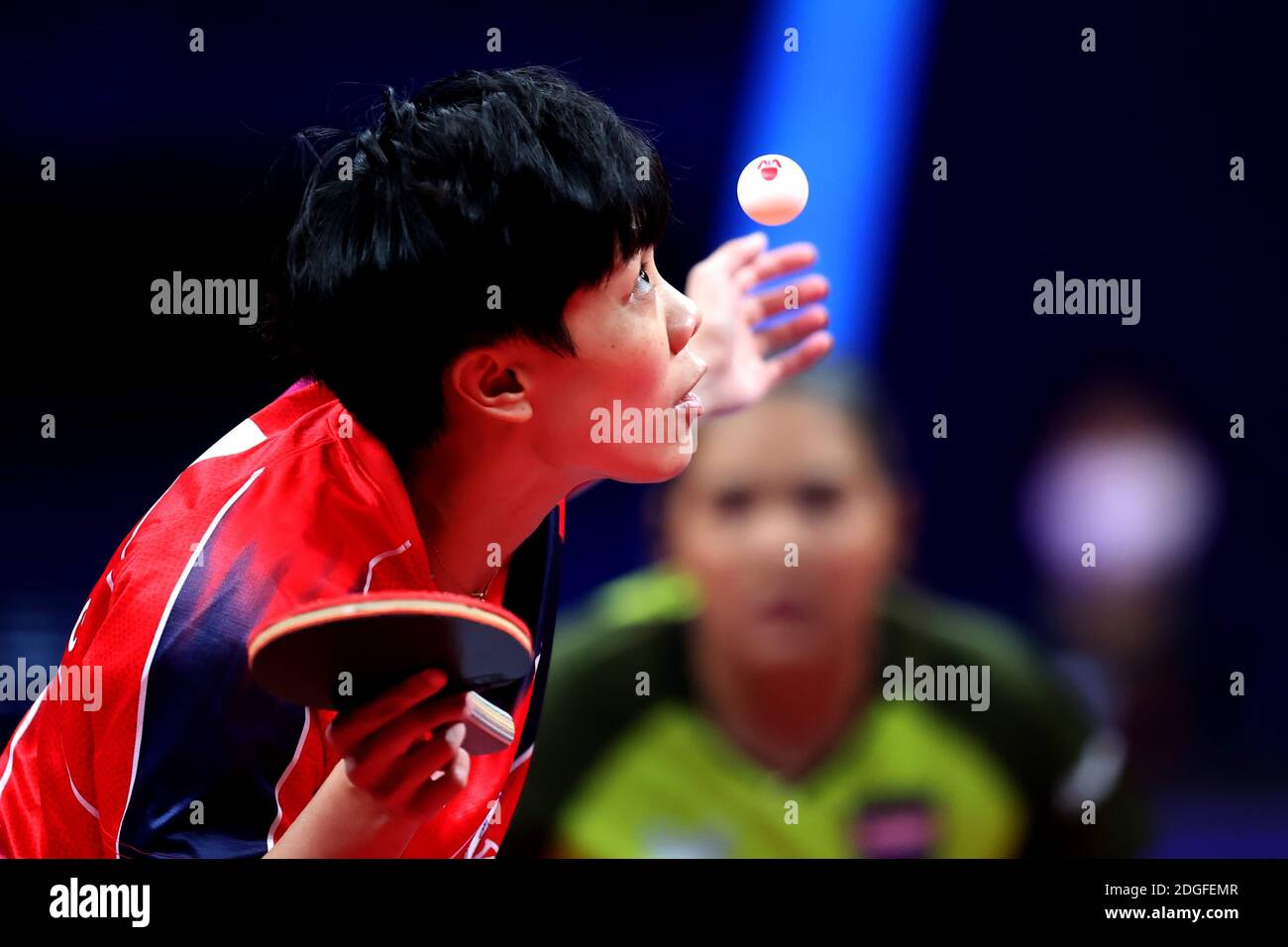 Taiwanese table tennis player Cheng I-ching plays against Puerto Rican ...