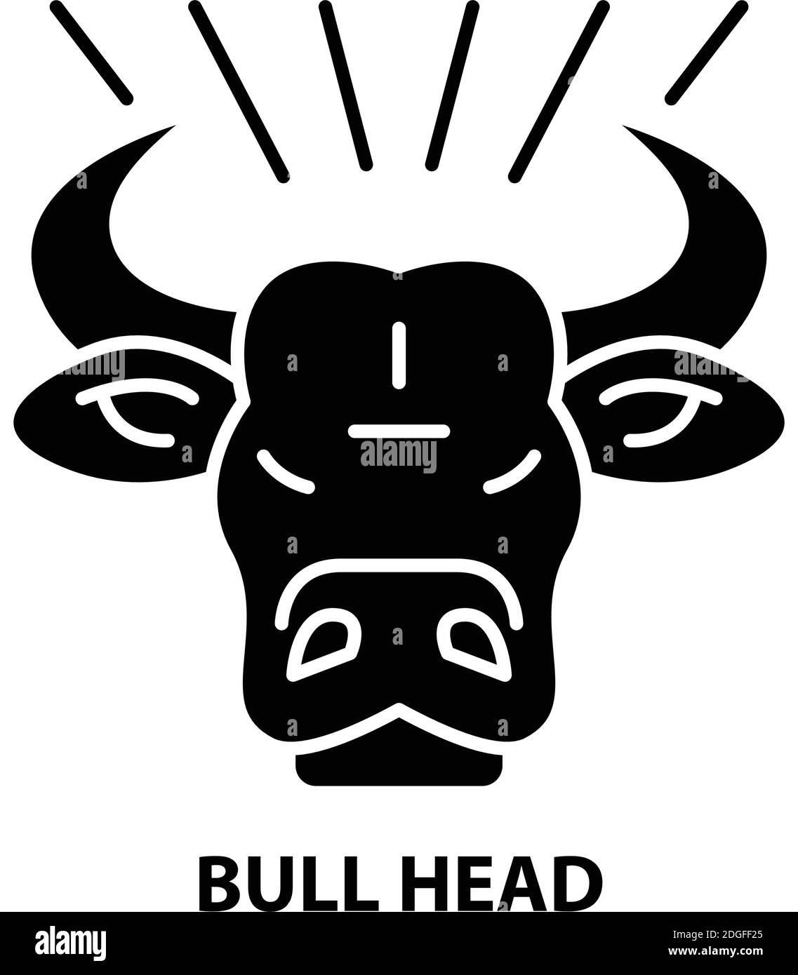 bull head icon, black vector sign with editable strokes, concept ...