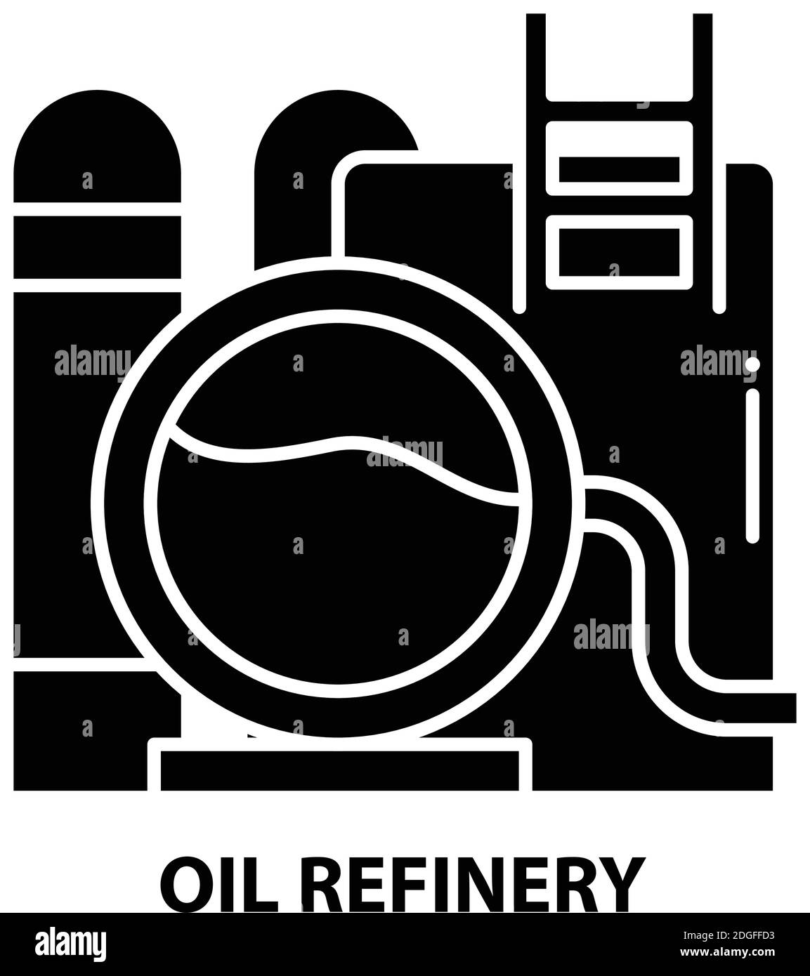 oil refinery icon, black vector sign with editable strokes, concept ...