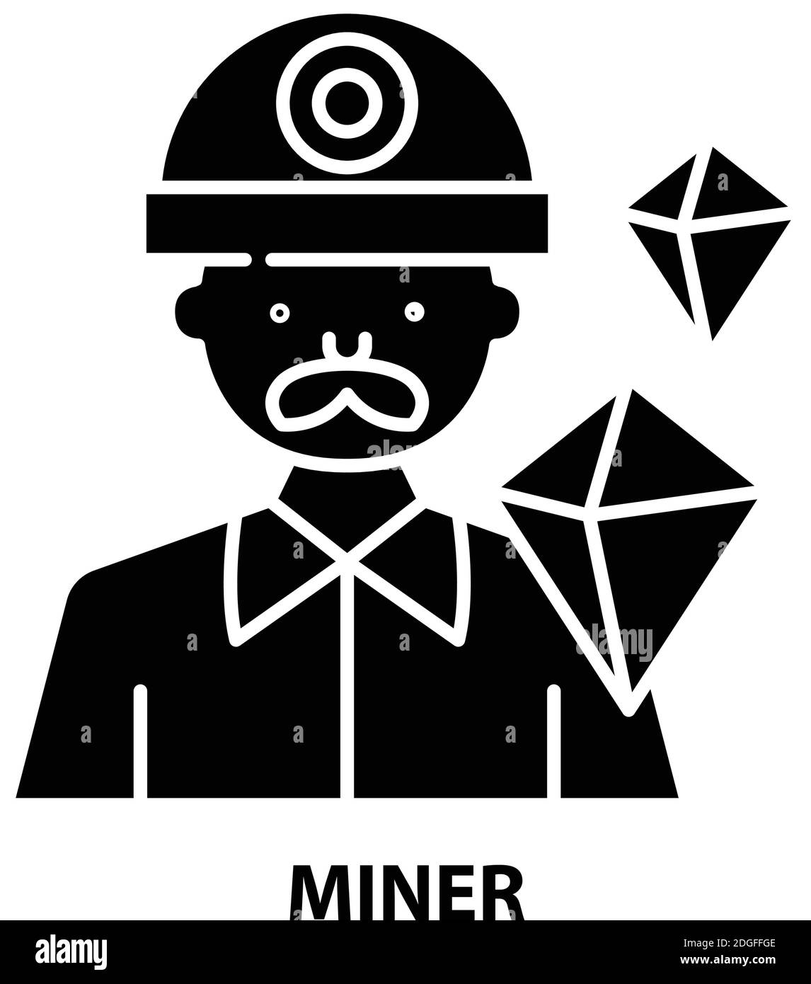 miner icon, black vector sign with editable strokes, concept ...