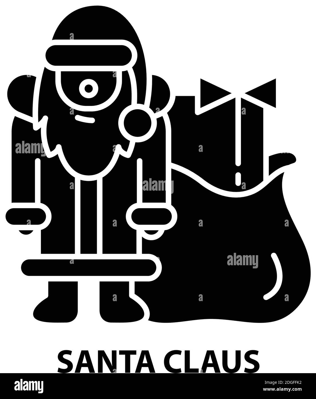 santa claus icon, black vector sign with editable strokes, concept ...