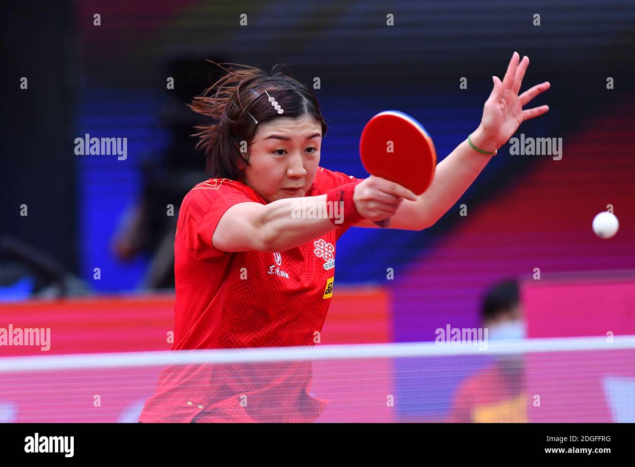 Chinese table tennis player Chen Meng plays against American table ...