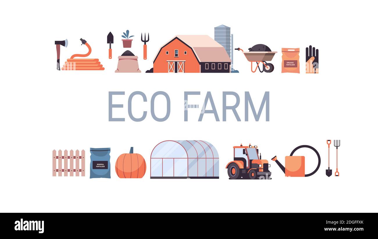 set garden and farm tools gardening equipment collection organic eco ...