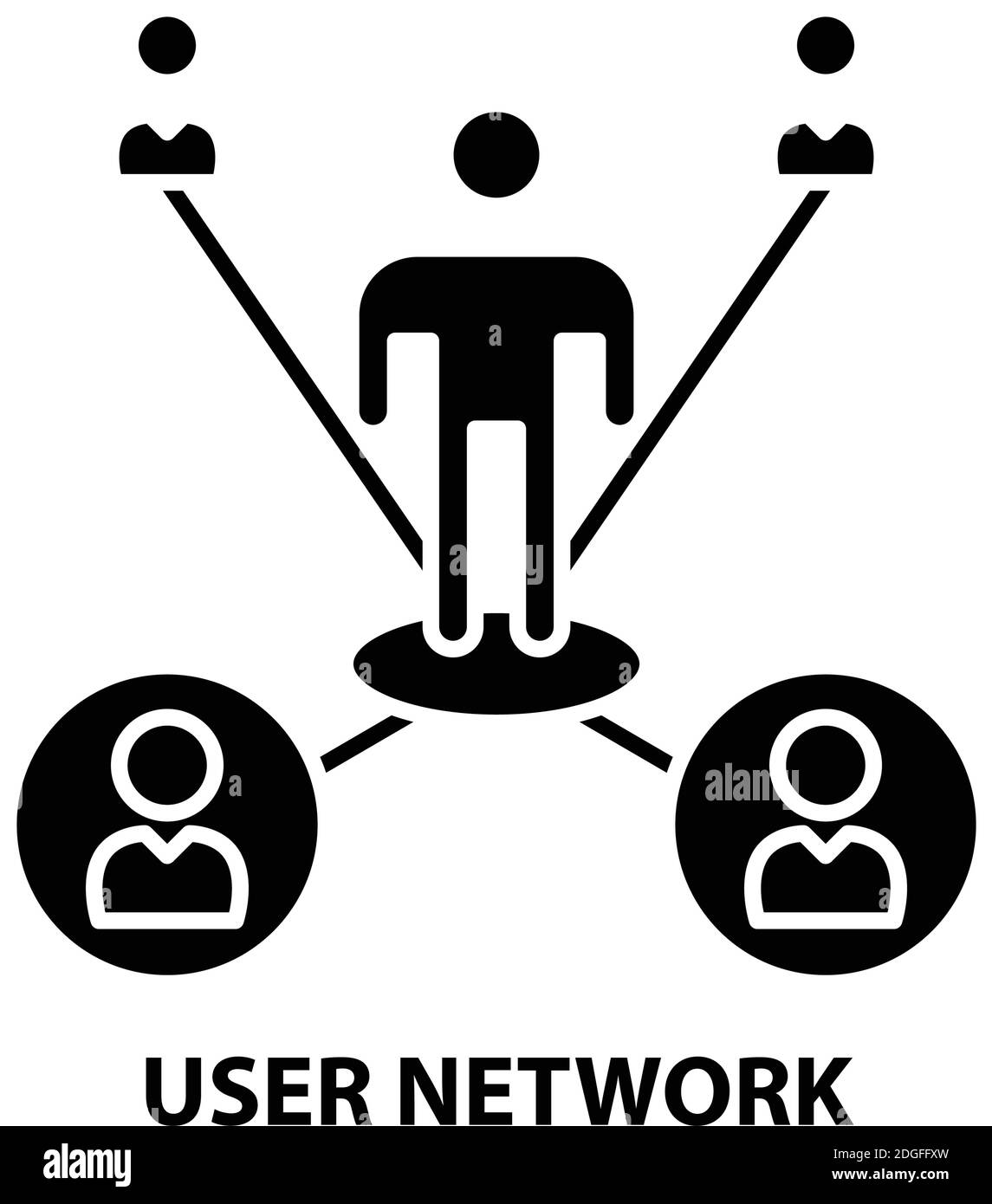user network icon, black vector sign with editable strokes, concept ...