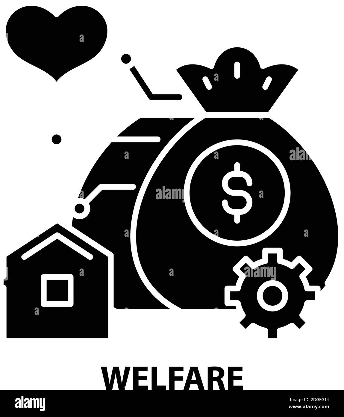 welfare icon, black vector sign with editable strokes, concept ...
