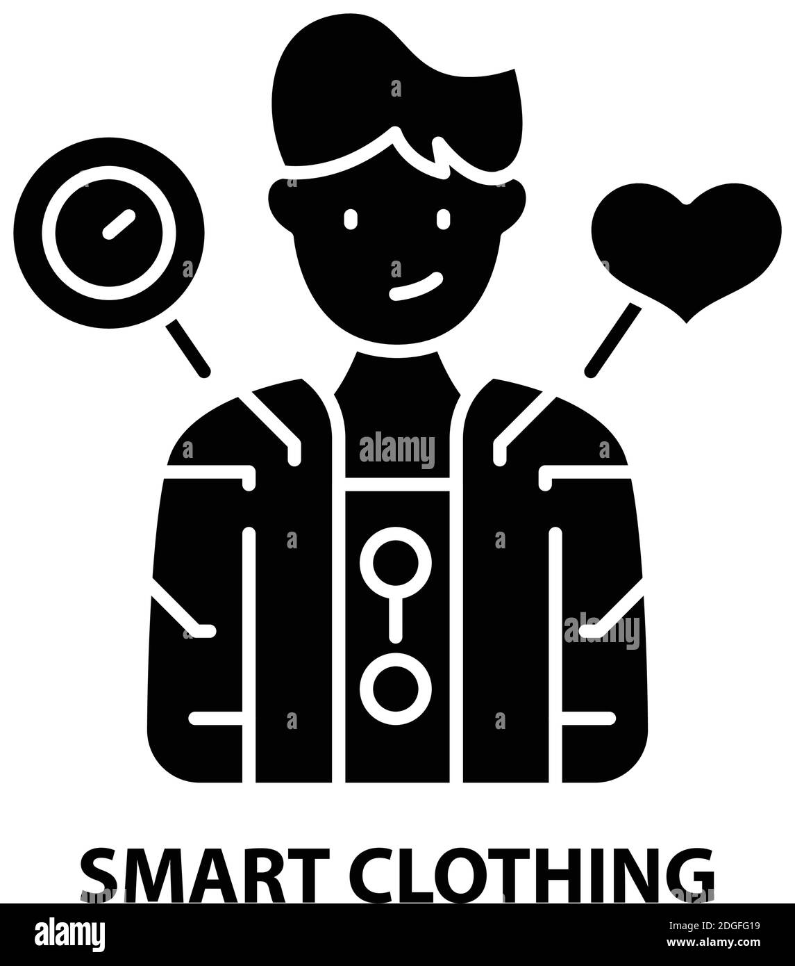 smart clothing icon, black vector sign with editable strokes, concept ...