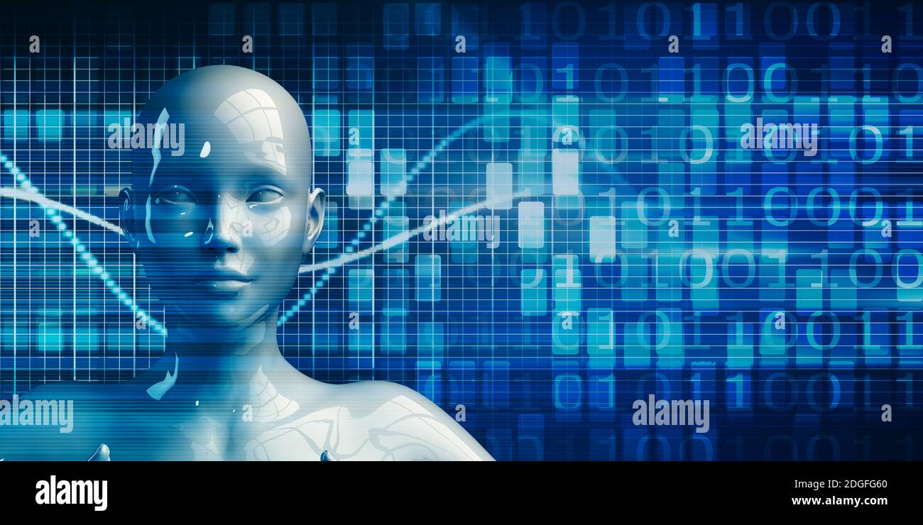 Female Robot Using Data Analytics Technology Stock Photo - Alamy