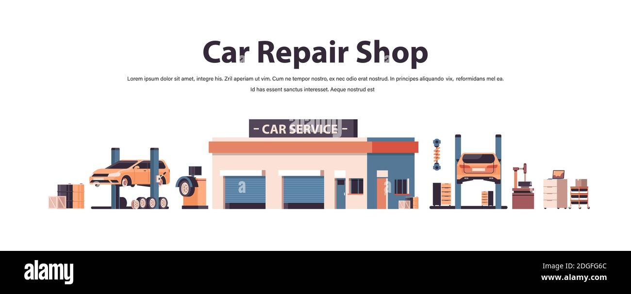 set car service elements collection automobile check up maintenance ...