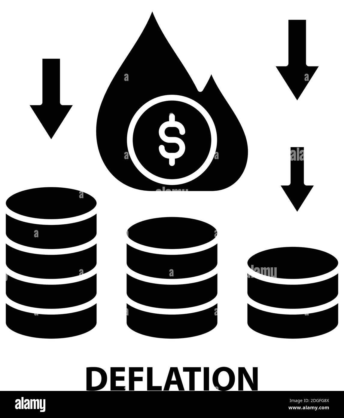 deflation icon, black vector sign with editable strokes, concept ...