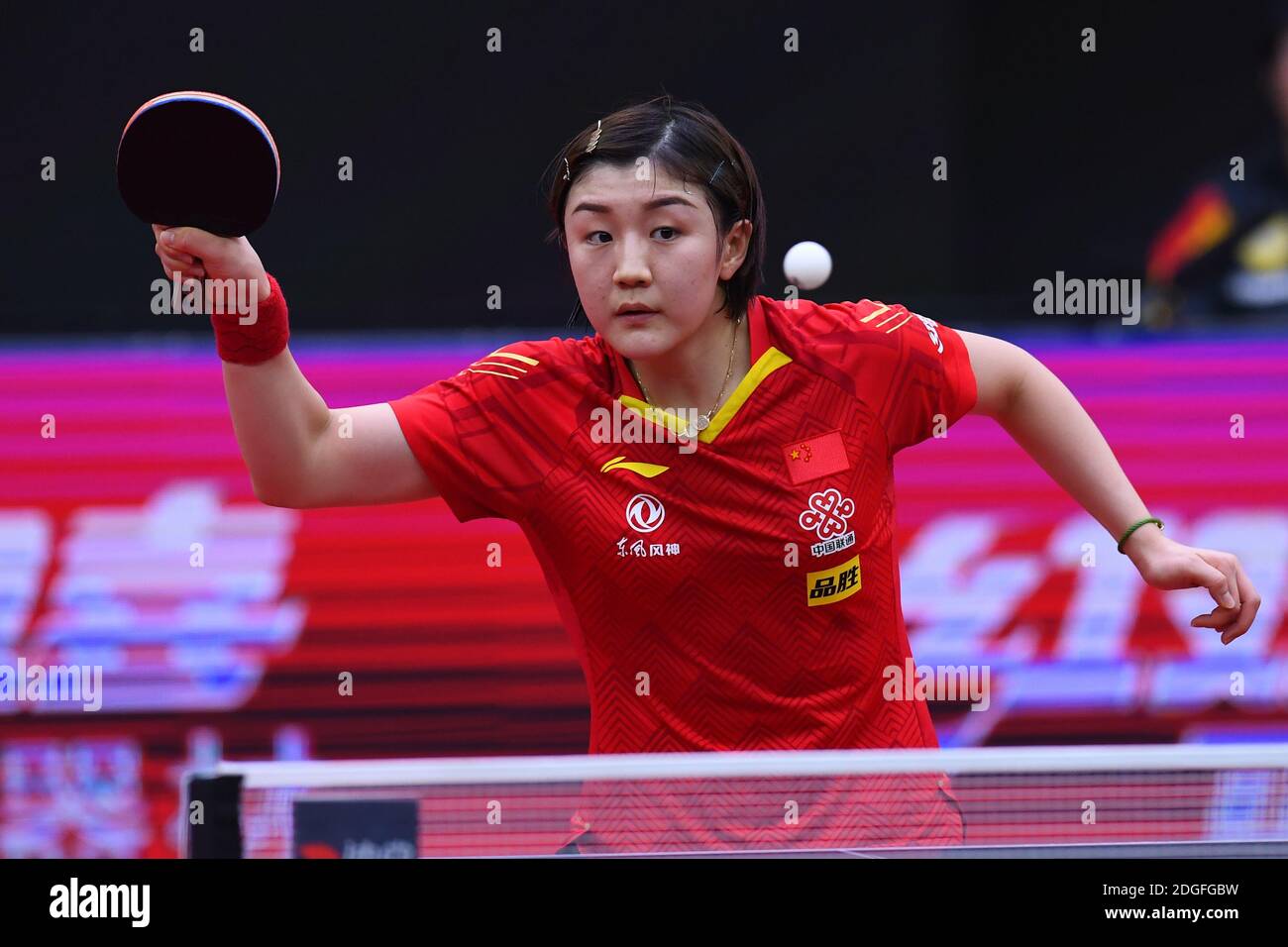 Chinese table tennis player Chen Meng plays against former Chinese, now ...