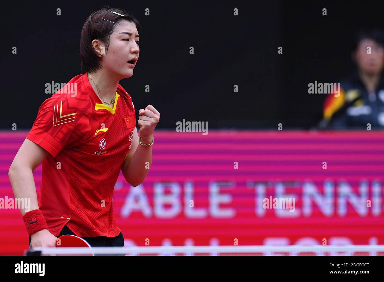 Chinese table tennis player Chen Meng plays against former Chinese, now ...