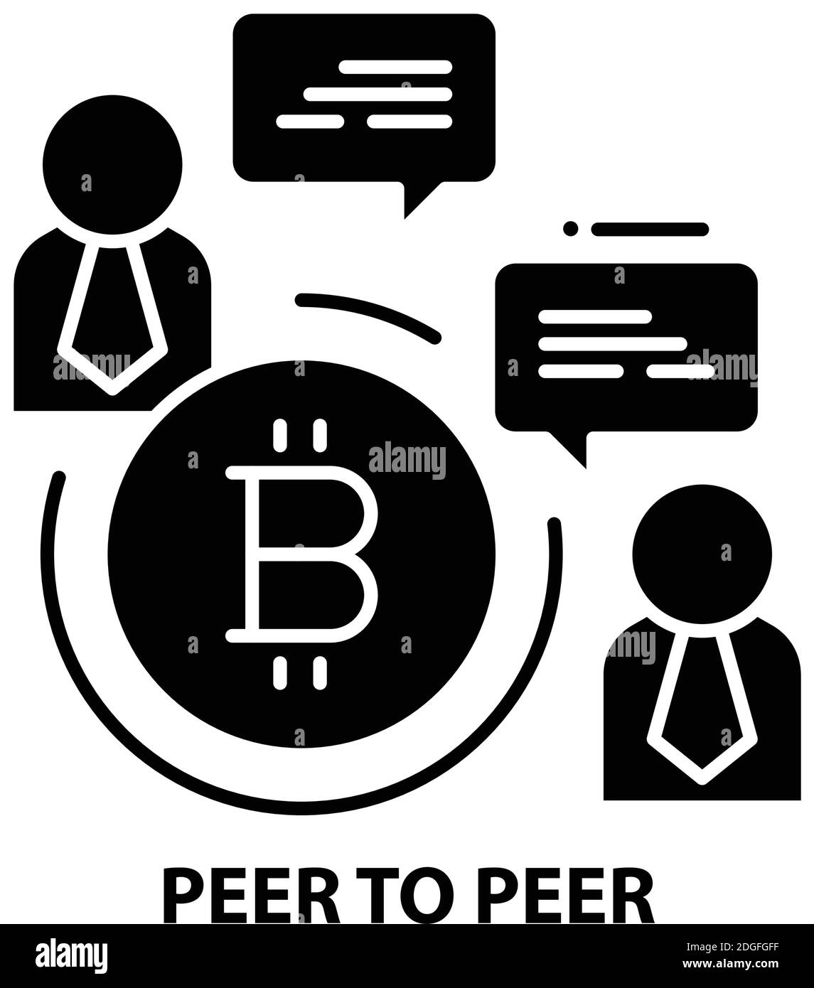 peer to peer icon, black vector sign with editable strokes, concept ...