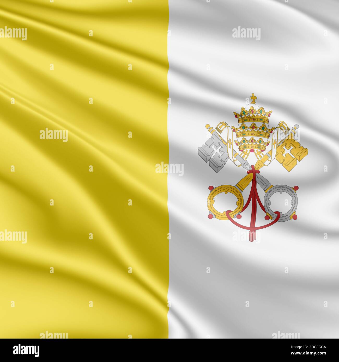 Vatican flag fluttering in the wind in 3D illustration Stock Photo - Alamy