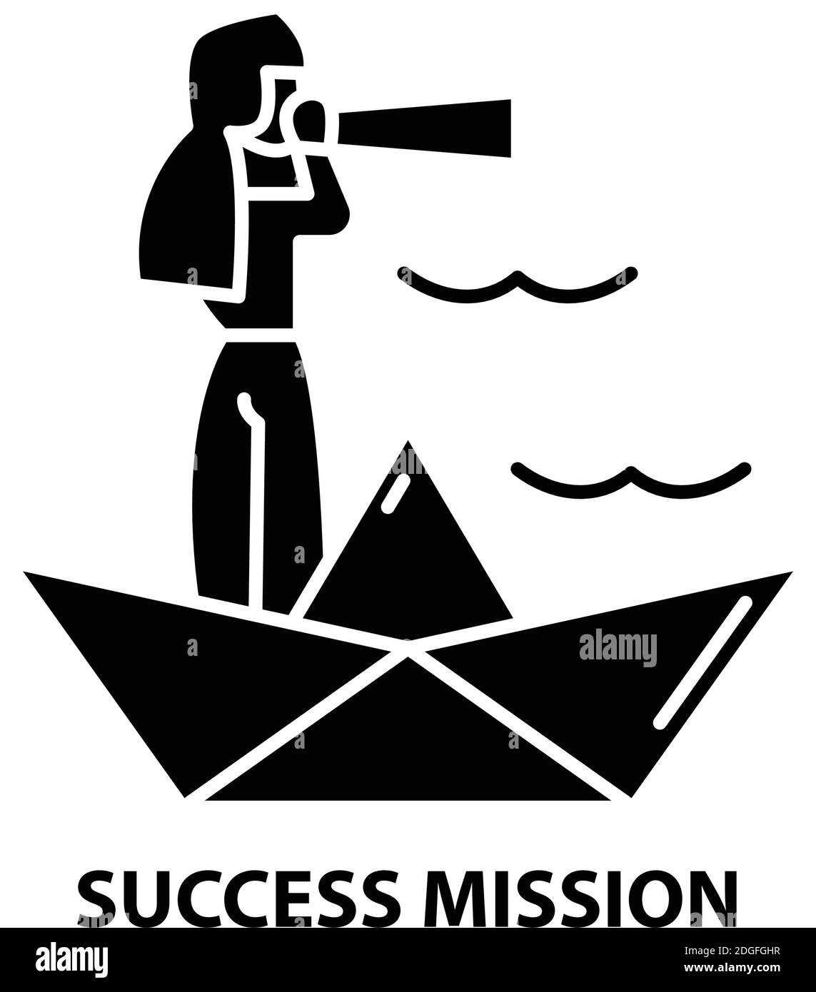 success mission icon, black vector sign with editable strokes, concept ...
