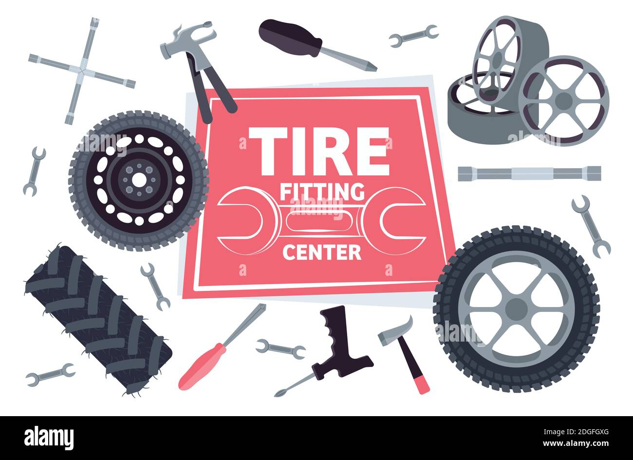 car service maintenance icons set tire fitting service concept ...