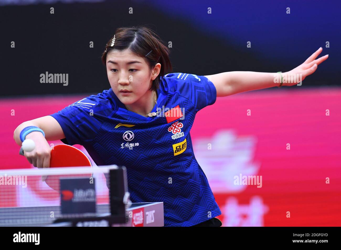 Chinese table tennis player Chen Meng plays against Romanian table ...