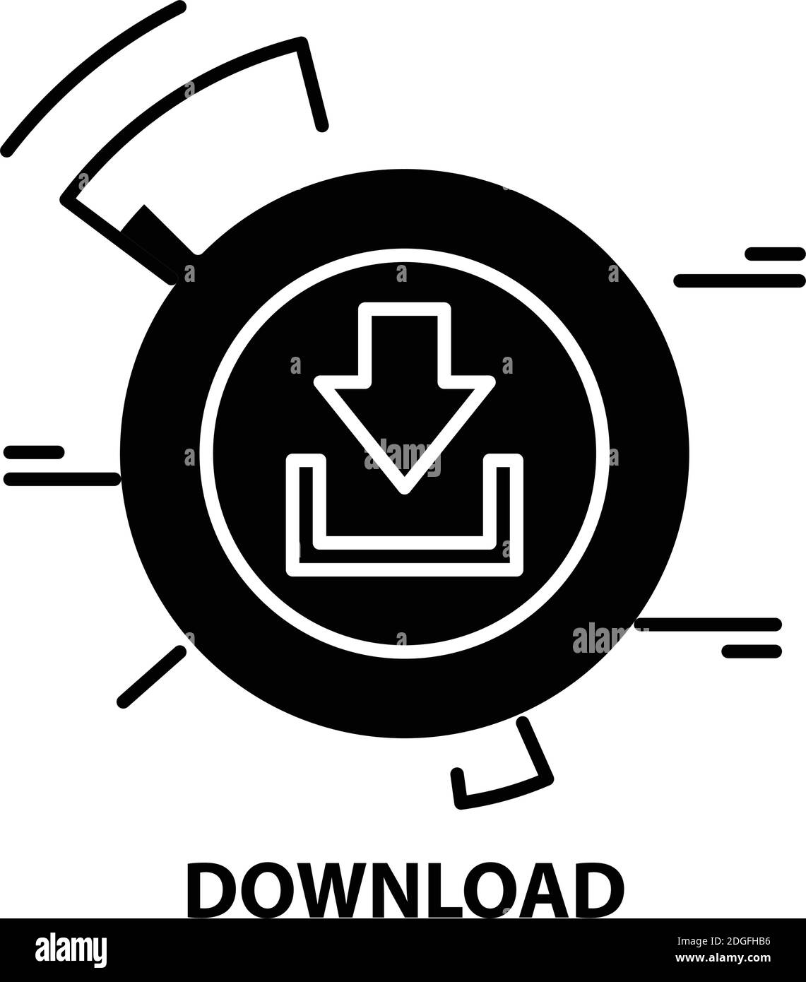 download icon, black vector sign with editable strokes, concept ...