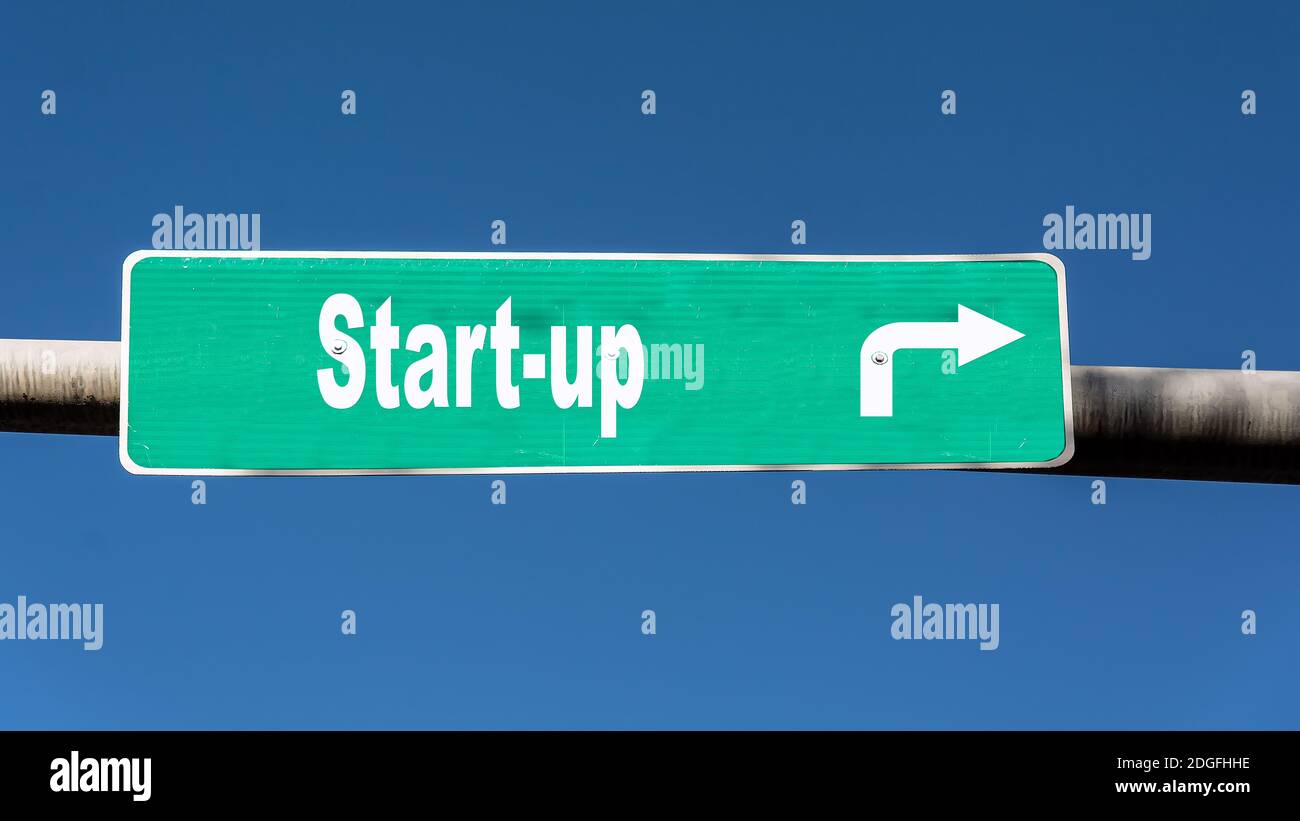 Street Sign the Direction Way to Start-Up Stock Photo - Alamy