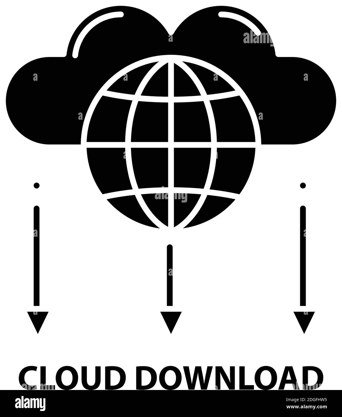 cloud download symbol icon, black vector sign with editable strokes ...