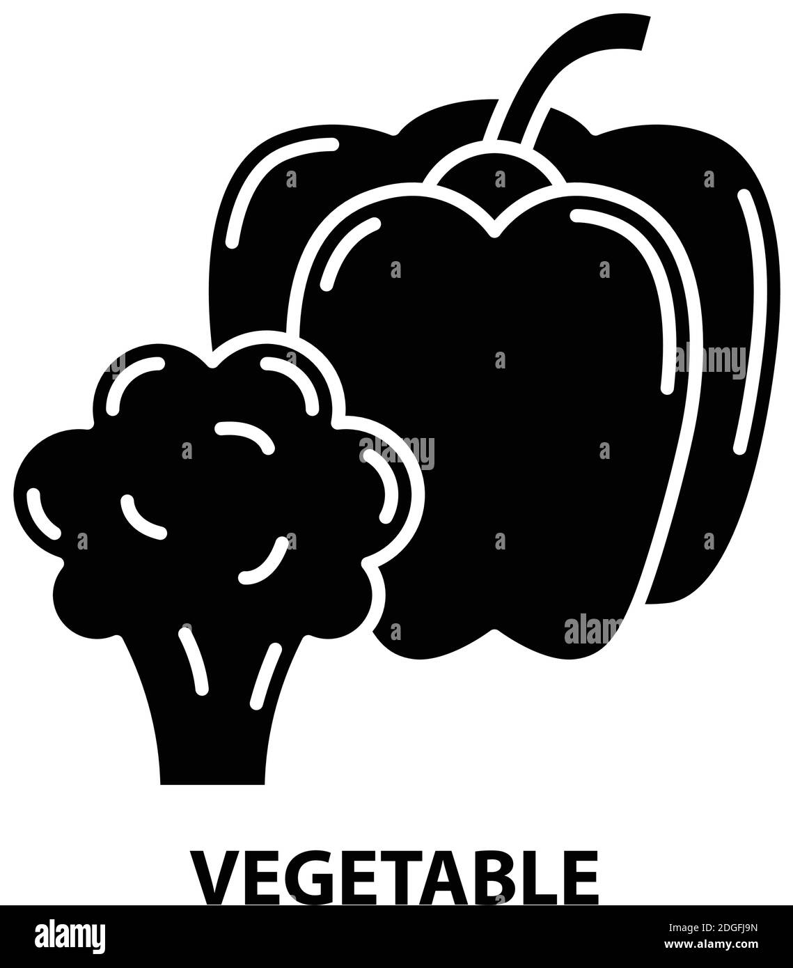 vegetable icon, black vector sign with editable strokes, concept ...