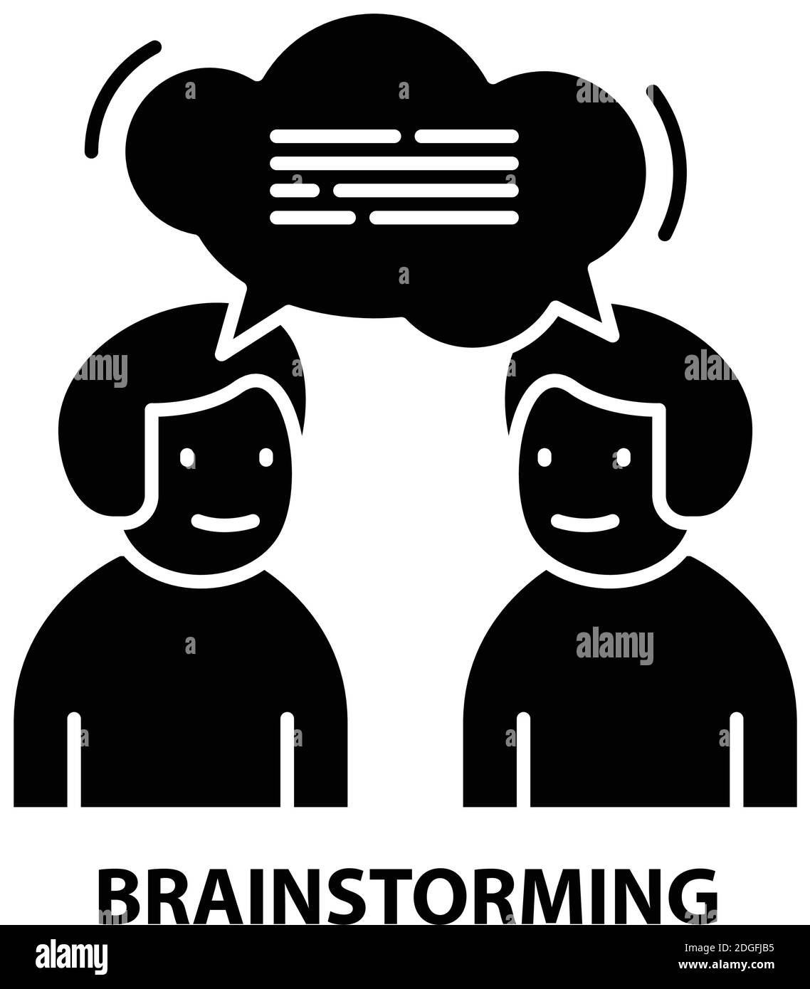 brainstorming icon, black vector sign with editable strokes, concept ...