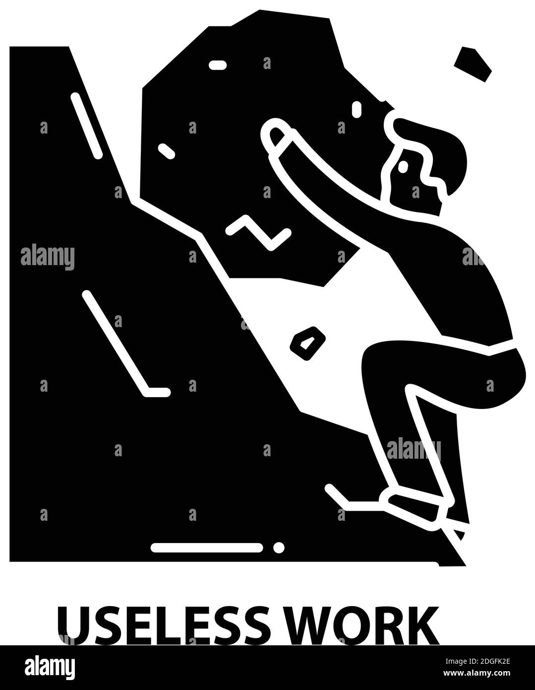 useless work icon, black vector sign with editable strokes, concept ...