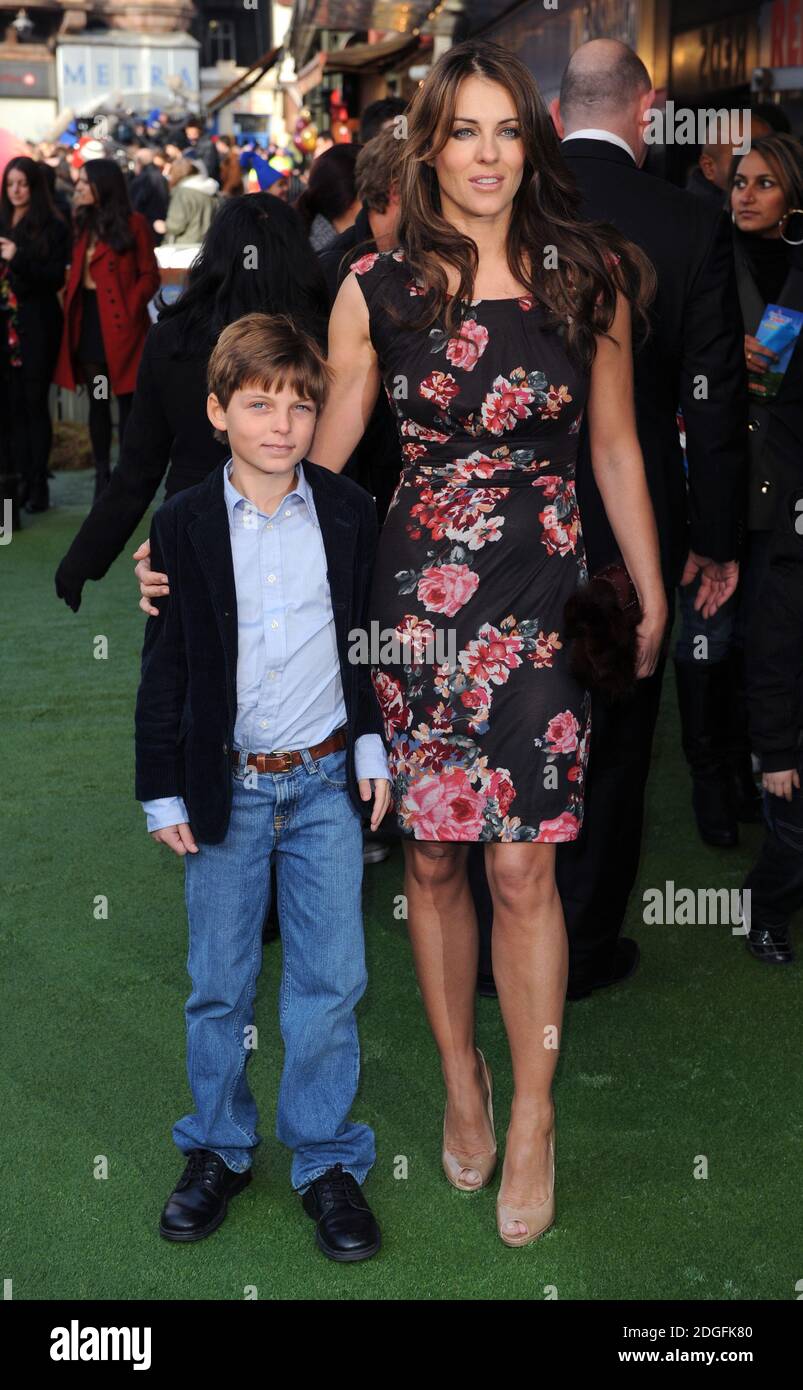 Elizabeth Hurley and son Damian Charles Hurley arrive at the Gnomeo and ...