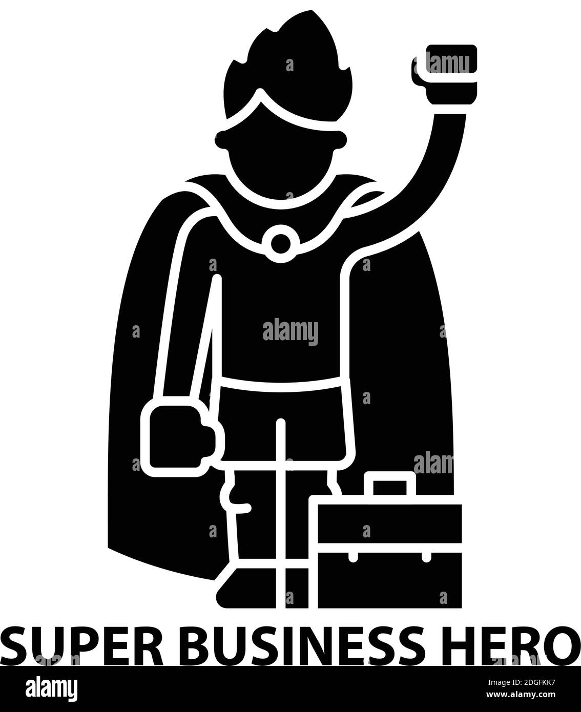 super business hero icon, black vector sign with editable strokes ...