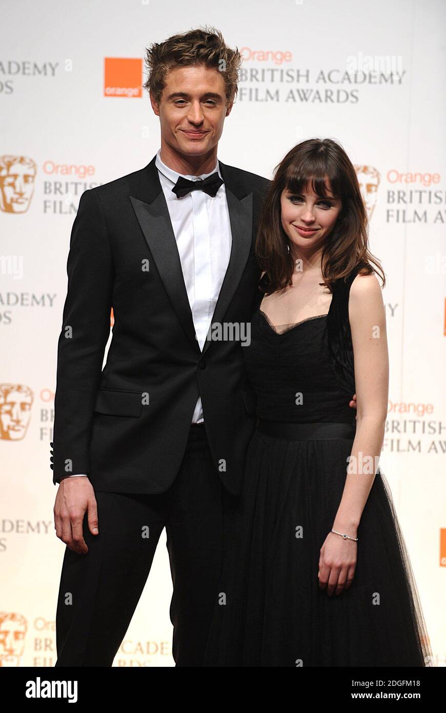 Matt Irons and Felicity Jones in the press room at the 2011 Orange ...