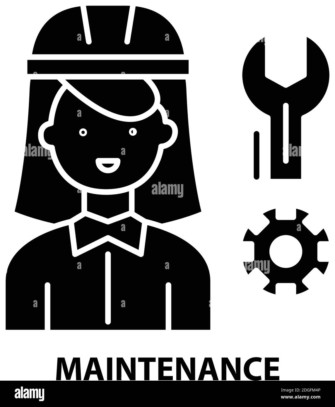 maintenance icon, black vector sign with editable strokes, concept ...