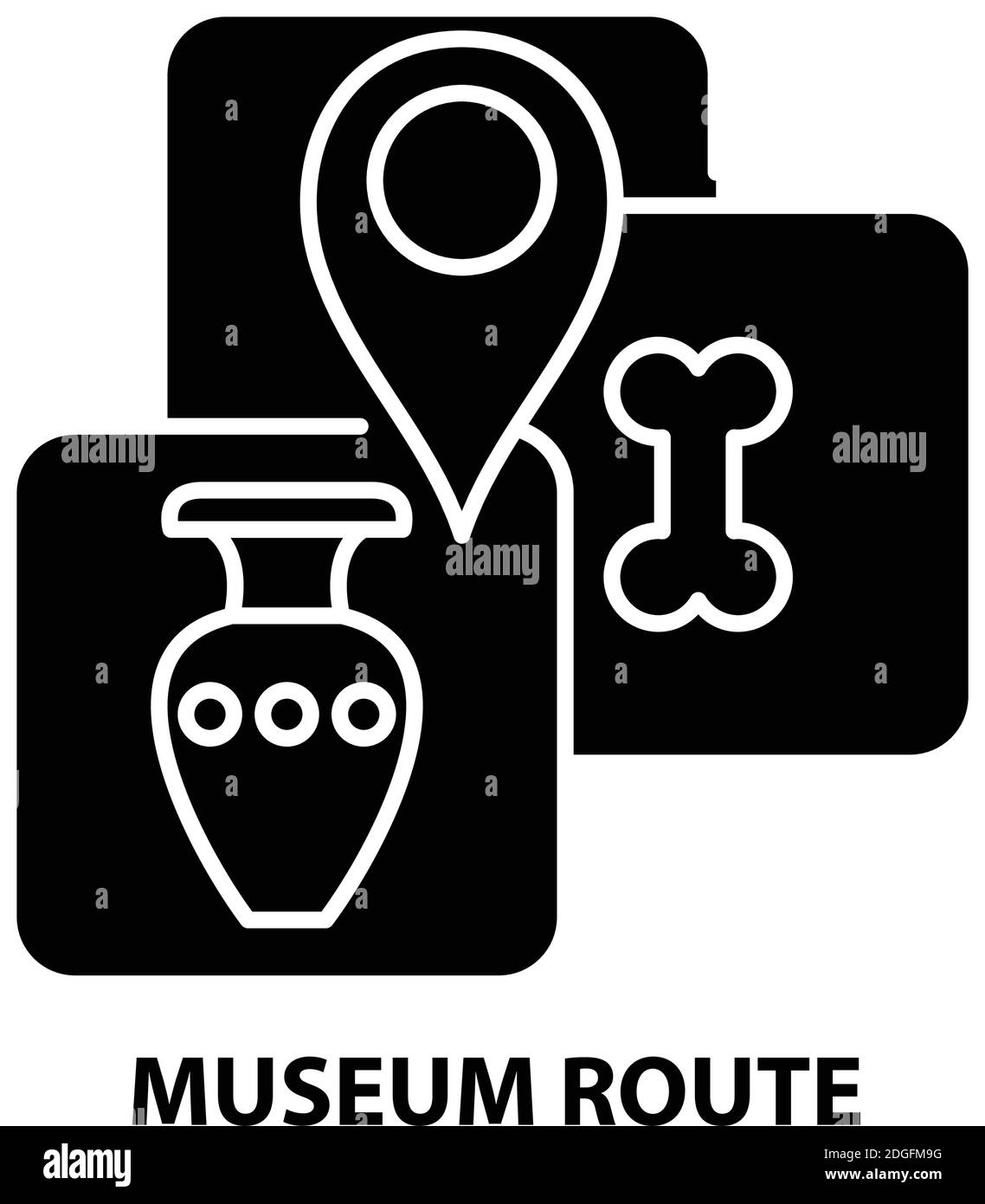 museum route icon, black vector sign with editable strokes, concept ...