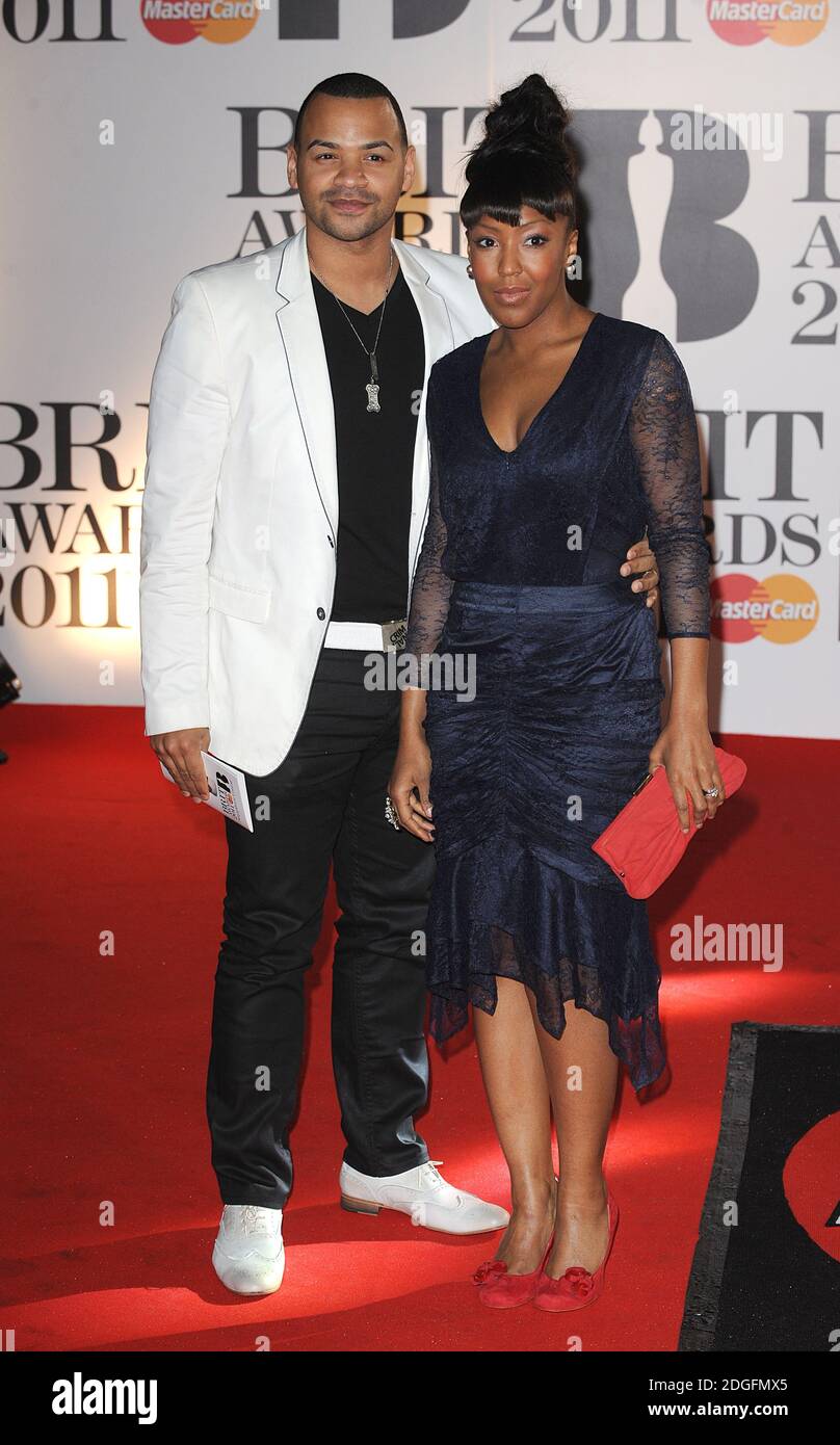 Michael Underwood and Angelica Bell arriving for the 2011 Brit Awards ...