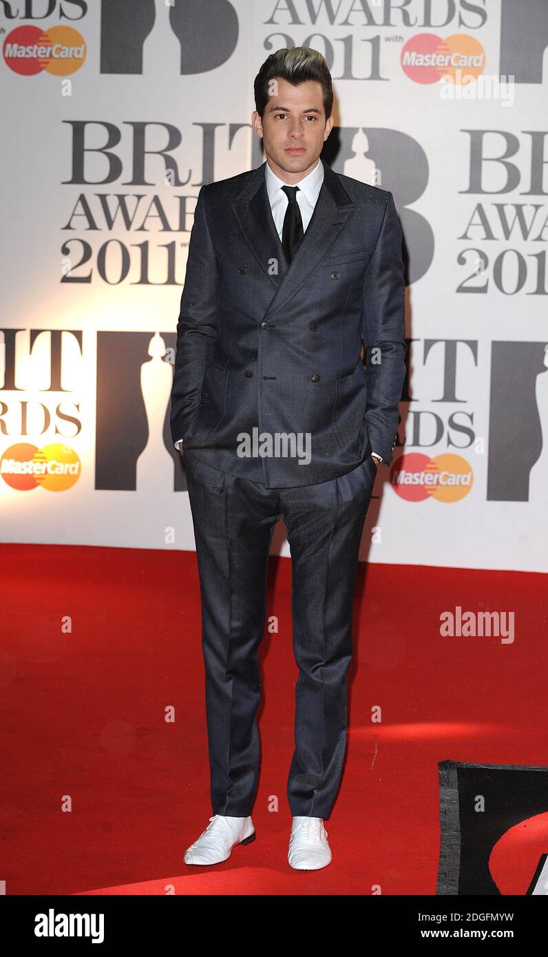 Mark Ronson arriving for the 2011 Brit Awards at the O2 Arena, London ...