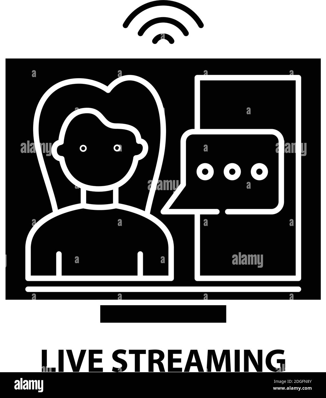 live streaming symbol icon, black vector sign with editable strokes ...