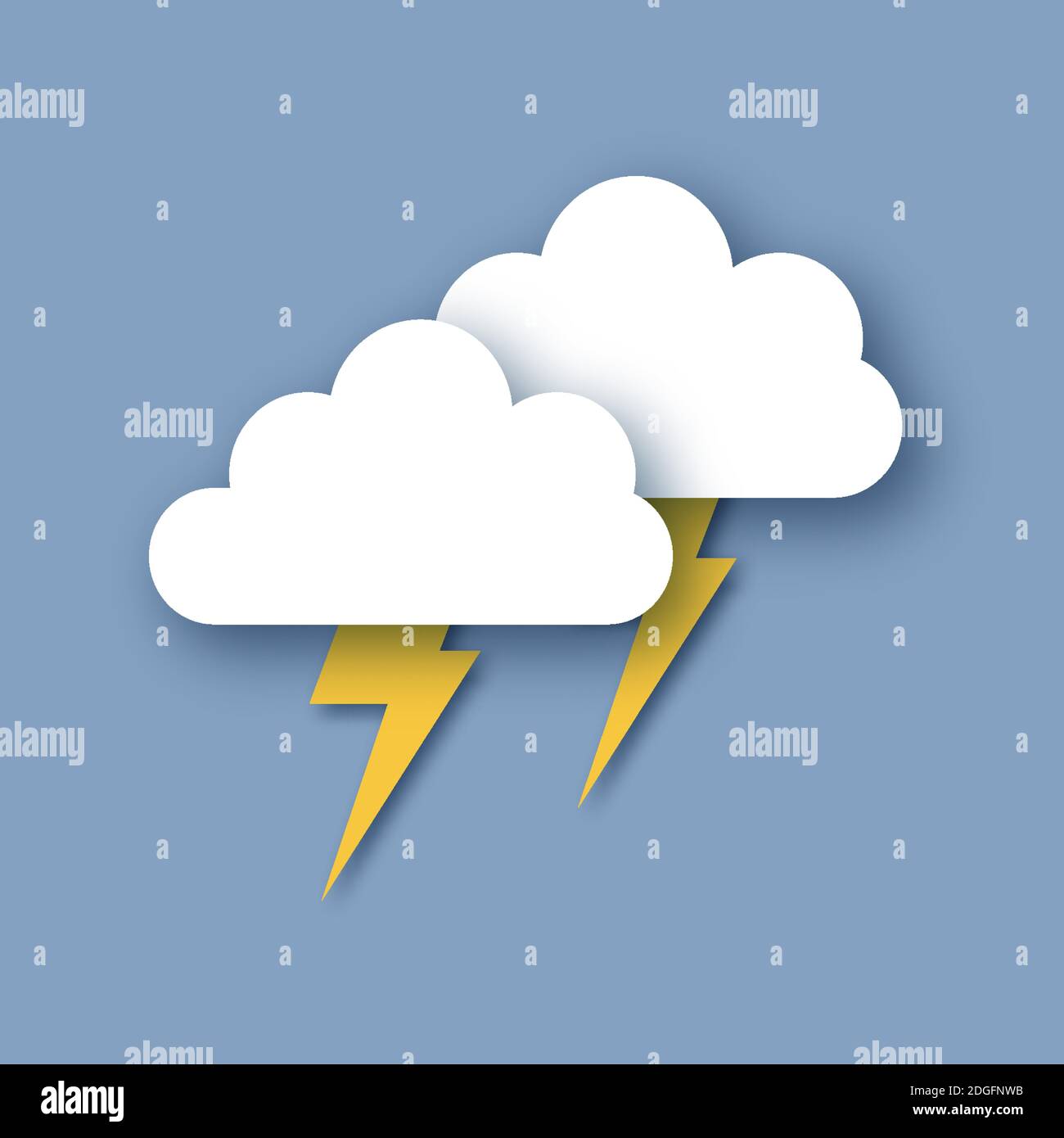 Rain Clouds and Lightening Bolt. Paper cut weather. Storm time. Vector ...