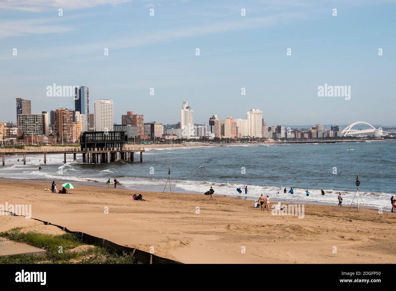 View of hotels and residential buildings on Durban's beachfront Stock ...