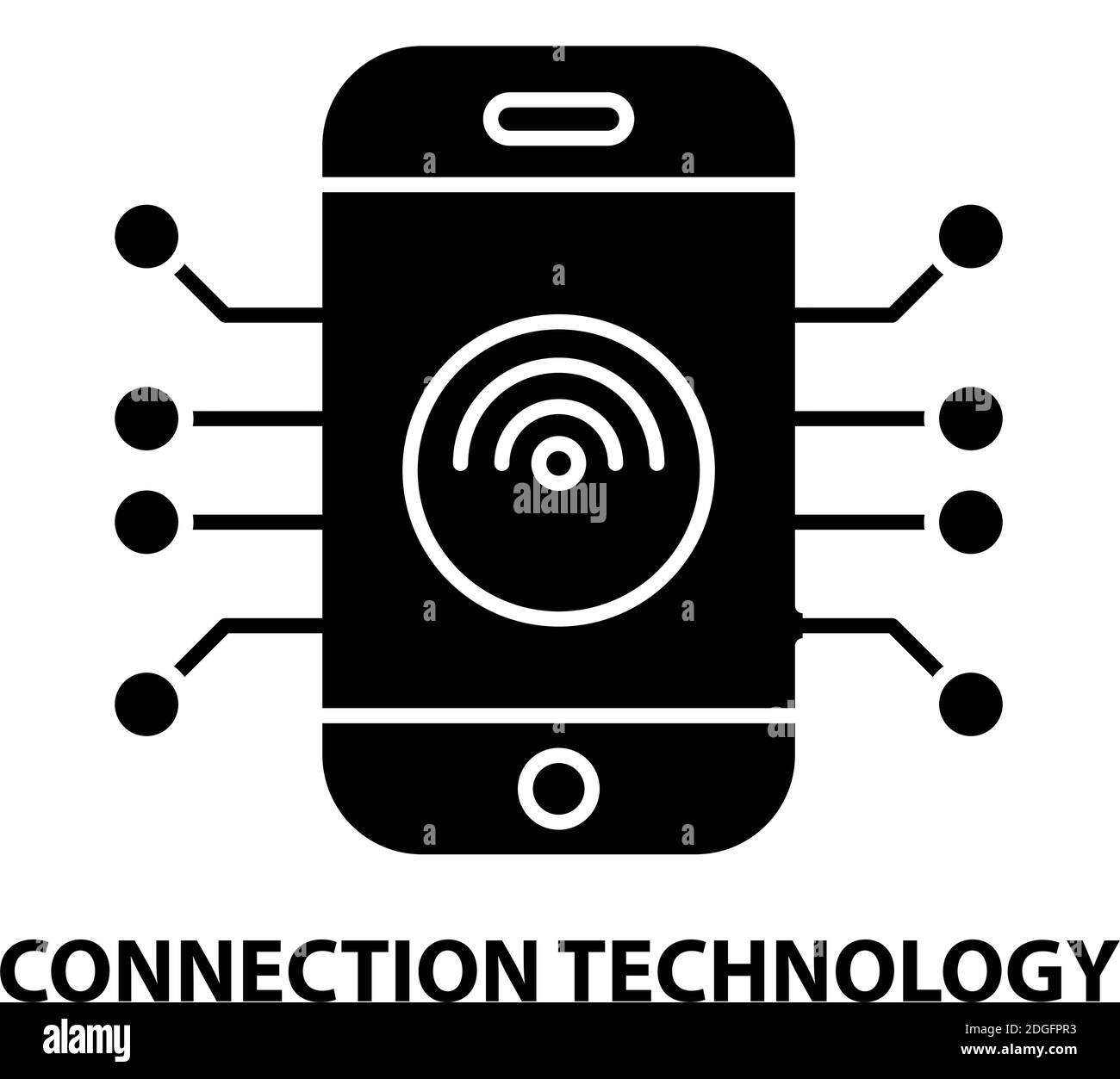 connection technology icon, black vector sign with editable strokes ...
