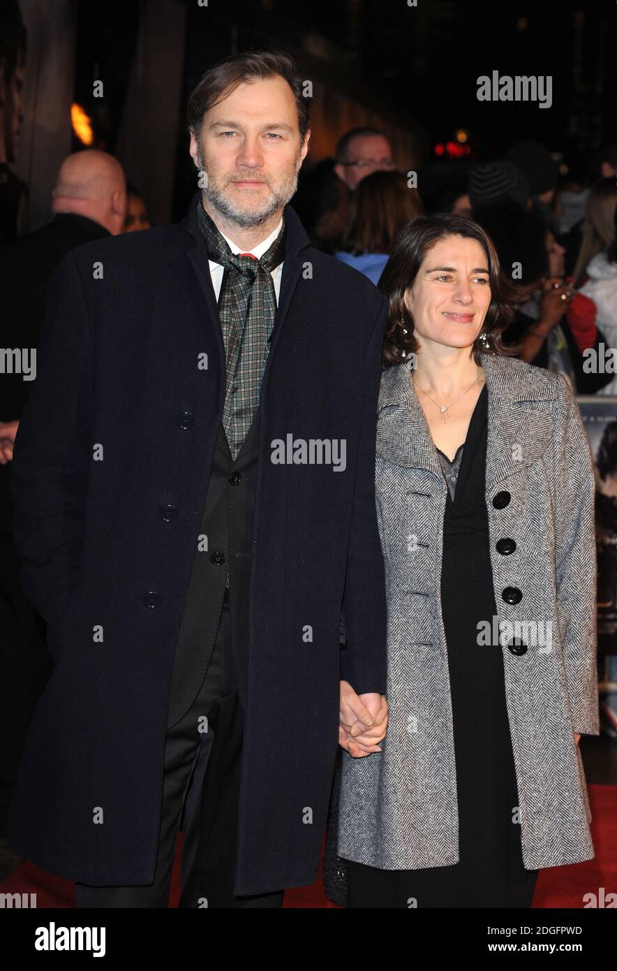 David Morrissey and wife arriving for the UK Premiere of The Eagle, at the Empire Cinema ...