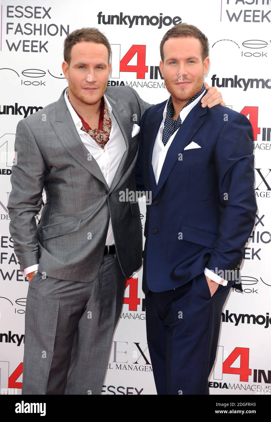 Adam Ryan and Simon Ryan arriving at Essex Fashion Week VIP Day, the ...