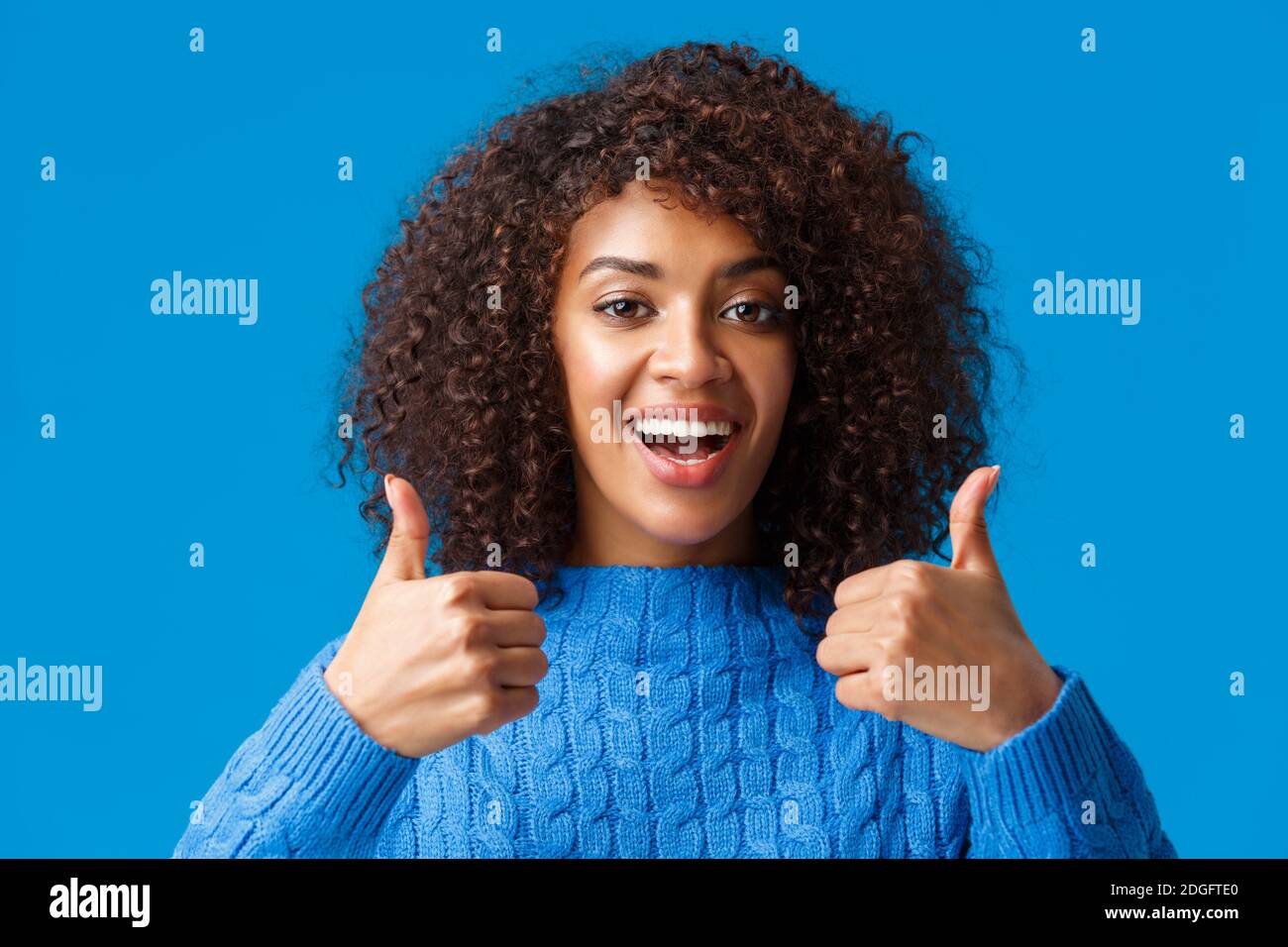 Close-up portrait of assertive pleased and satisfied african-american ...