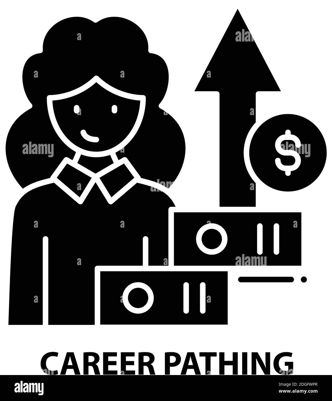 career pathing icon, black vector sign with editable strokes, concept ...