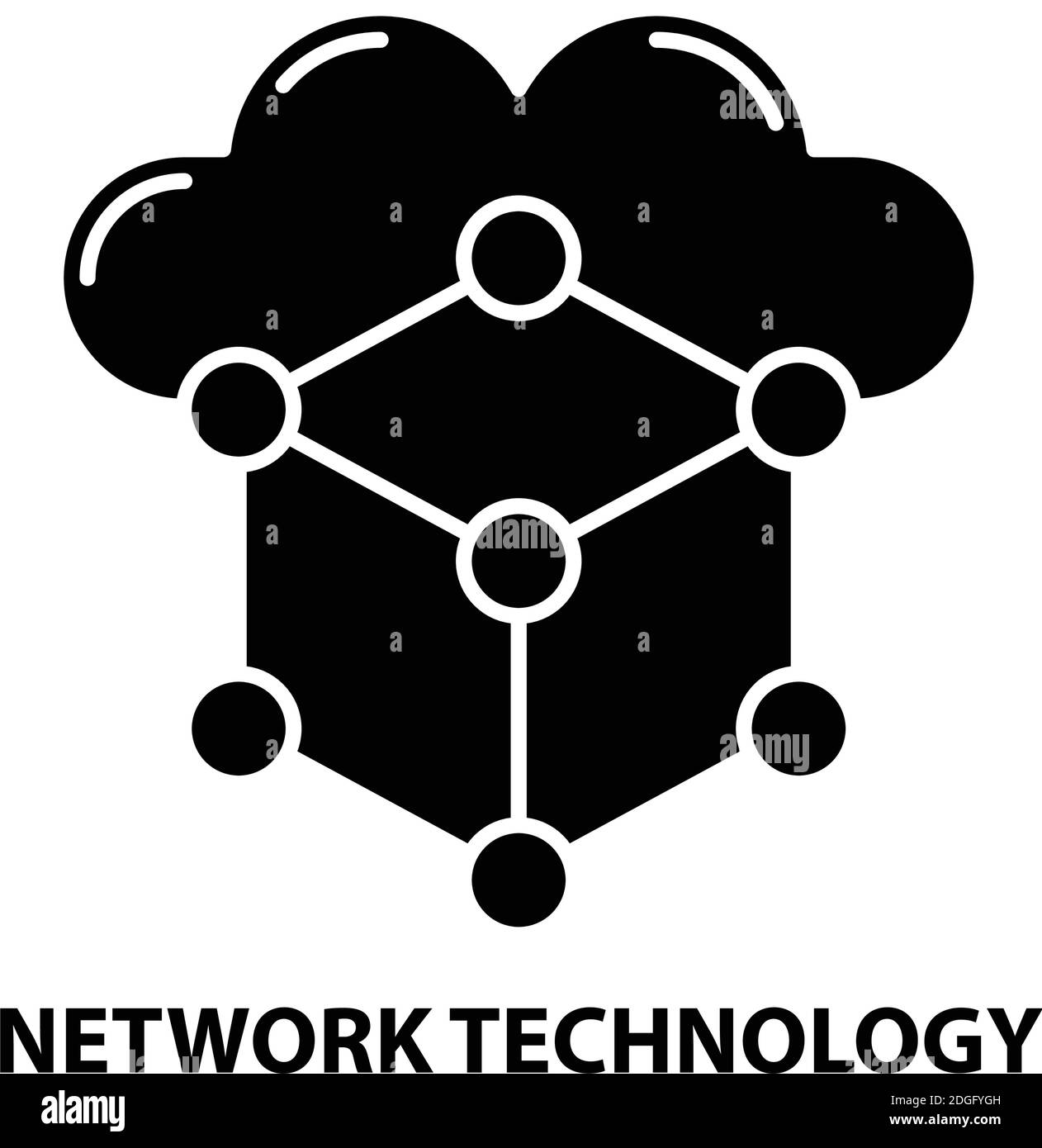 network technology icon, black vector sign with editable strokes ...