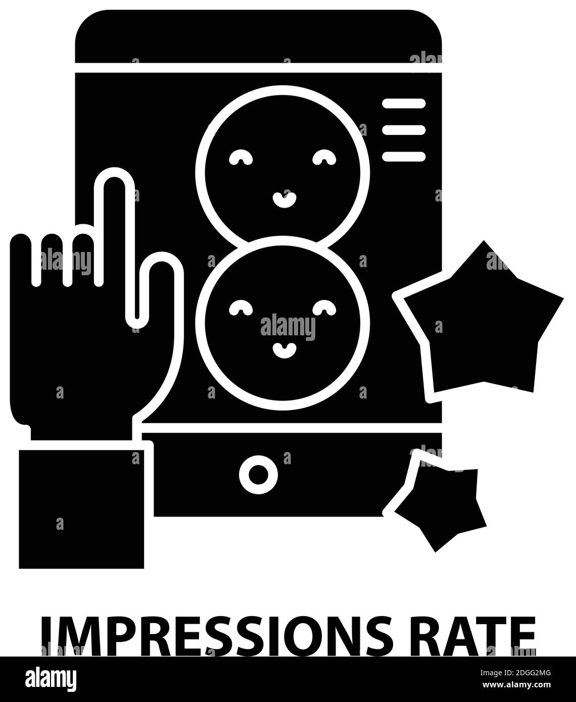 impressions rate symbol icon, black vector sign with editable strokes ...