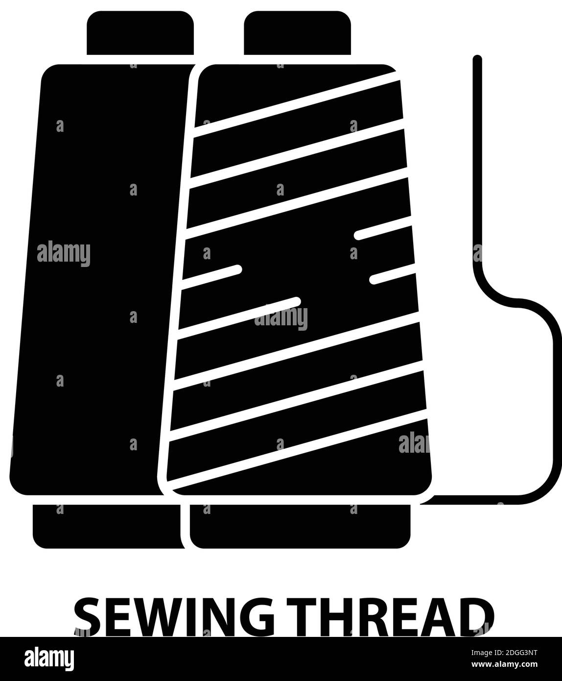 sewing thread sign icon, black vector sign with editable strokes ...