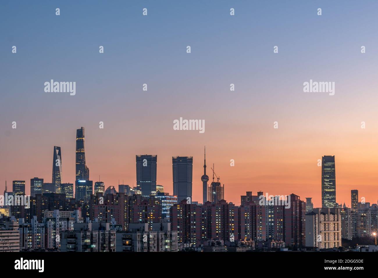 Skyscrapers at the Lujiazui New Area and the Bund stand steadily with ...
