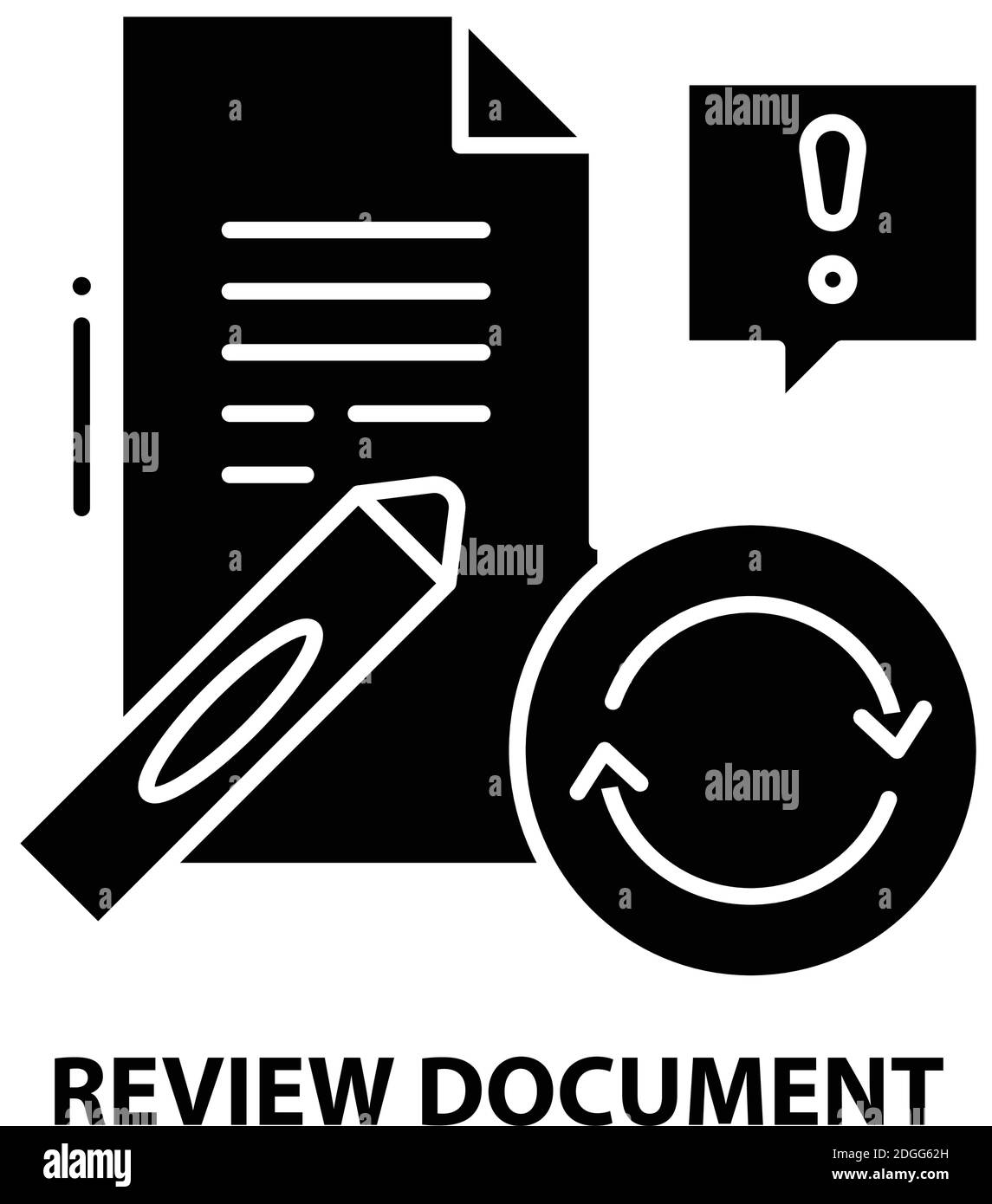 review document icon, black vector sign with editable strokes, concept ...