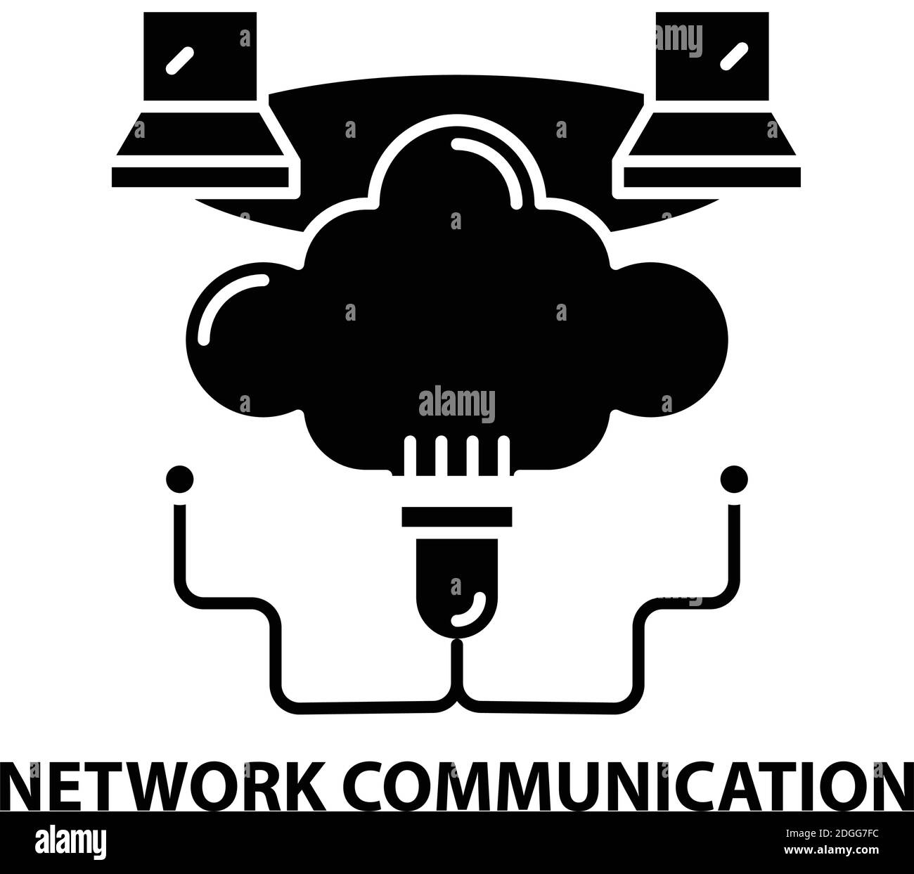 network communication icon, black vector sign with editable strokes ...