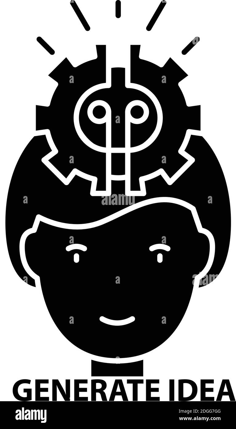 generate idea icon, black vector sign with editable strokes, concept ...
